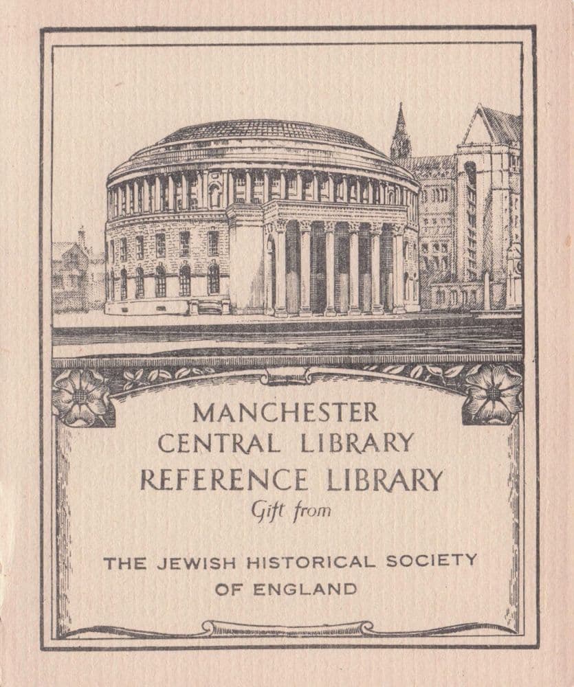 Manchester Reference Library Gift Jewish History Society Card Ephemera