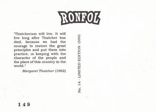 Margaret Thatcher Thatcherism Will Live Ghost Limited Edition Postcard