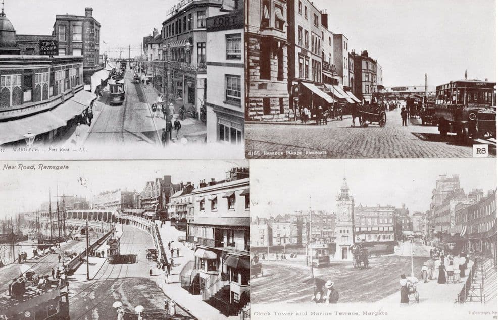 Margate Bus Tram Esplanade Tea Rooms 4x Transport Postcard s