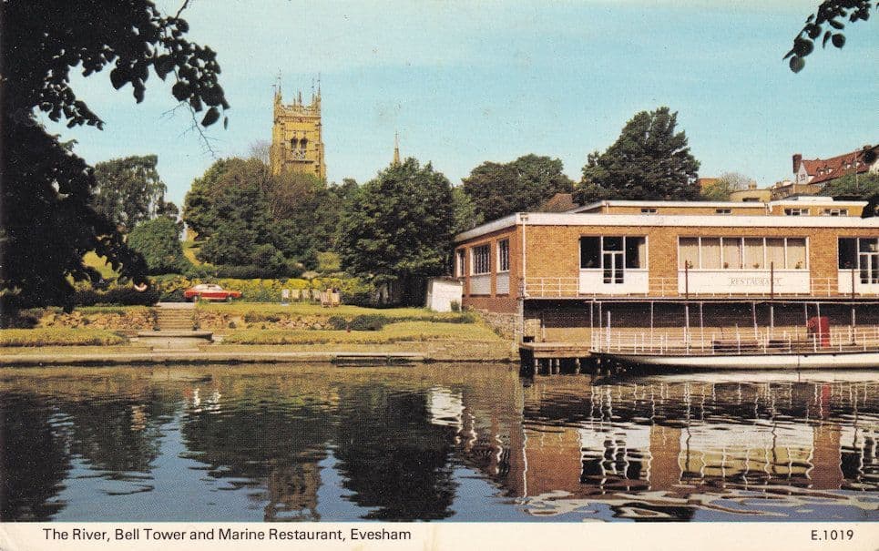Marine Restaurant Evesham Worcester Riverside 1970s Postcard