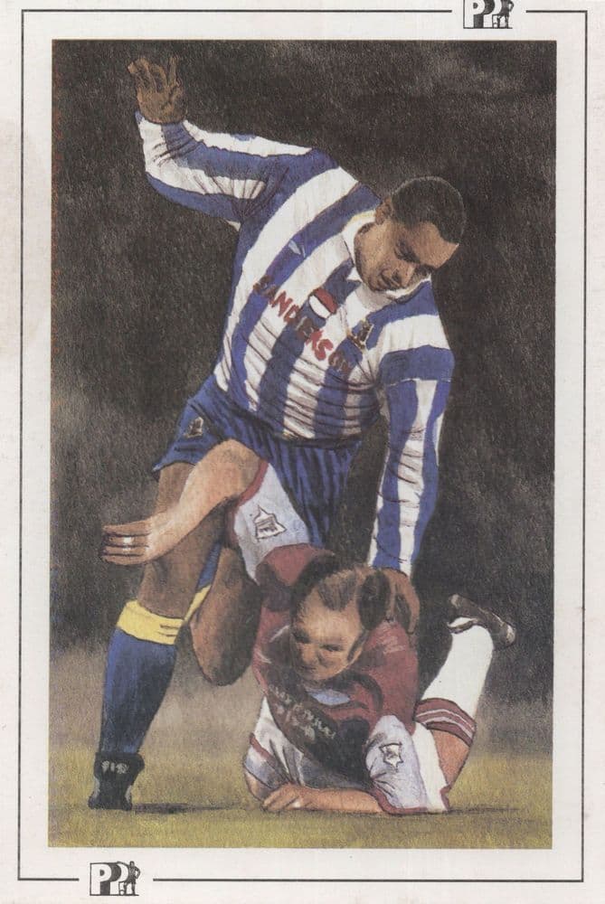 Mark Bright vs Alvin Martin West Ham Football Postcard