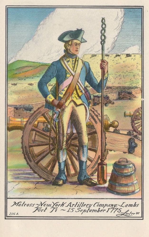 Matross New York Artillery Company Uniform 1775 Military Postcard