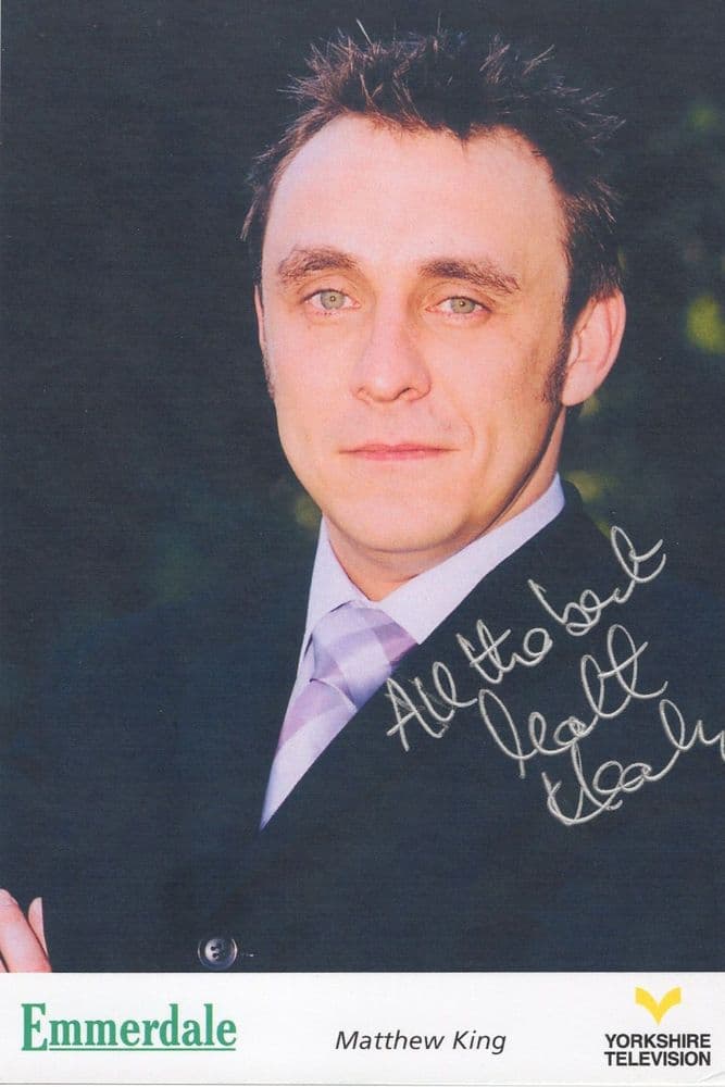 Matt Healy Matthew King Emmerdale Hand Signed Cast Card Photo