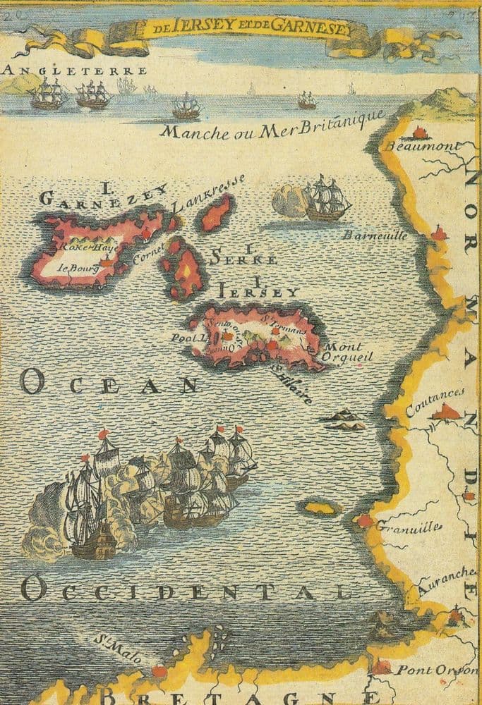 Medieval 17th Century Map Of The Channel Islands Postcard