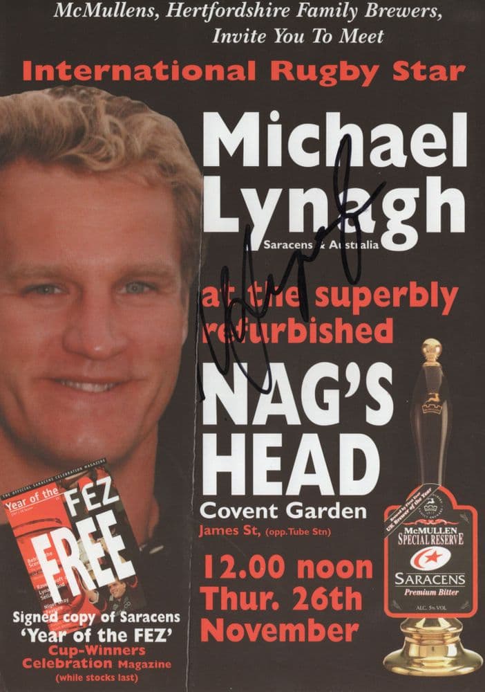 Michael Lynagh Australian Rugby Legend Hand Signed Covent Garden Autograph