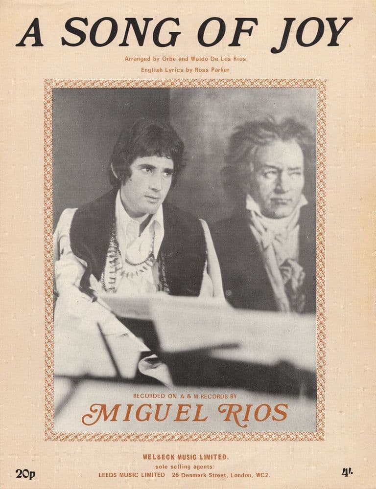 Miguel Rios A Song Of Joy 1970s UK Rare Sheet Music