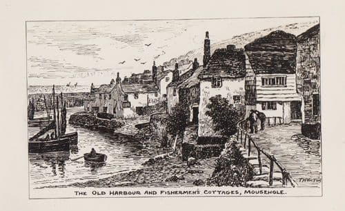 Mousehole Fishermens Cottages Harbour Artist Cartoon Vintage Cornwall ...