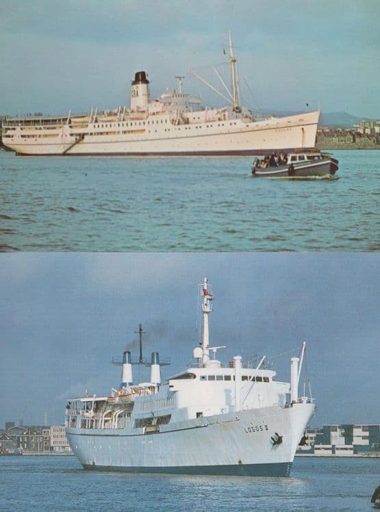 MV Doulos Logos II 2x Greek Ship Postcard s