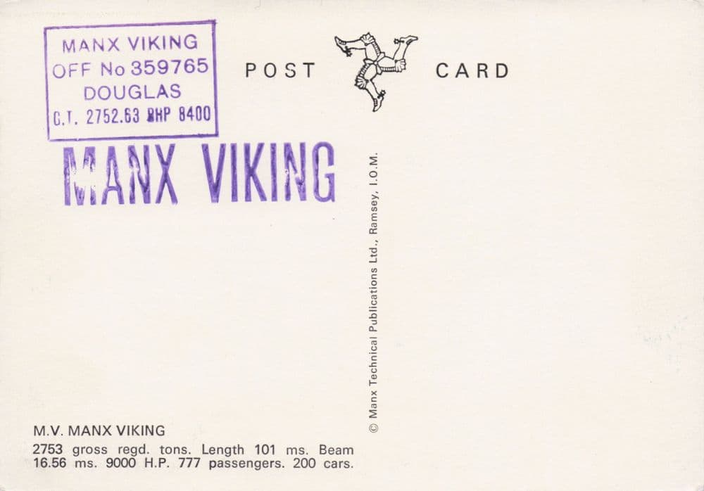 MV Manx Viking Douglas Special Ship Franks Vintage Postcard
