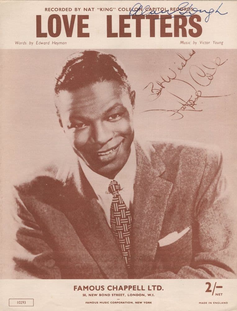 Nat King Cole Love Letters Printed Signed Sheet Music