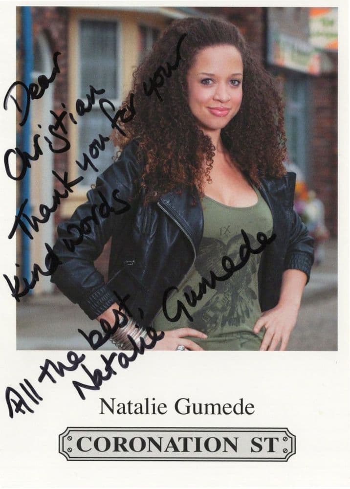 Natalie Gumede ITV Coronation Street Hand Signed Cast Card Photo