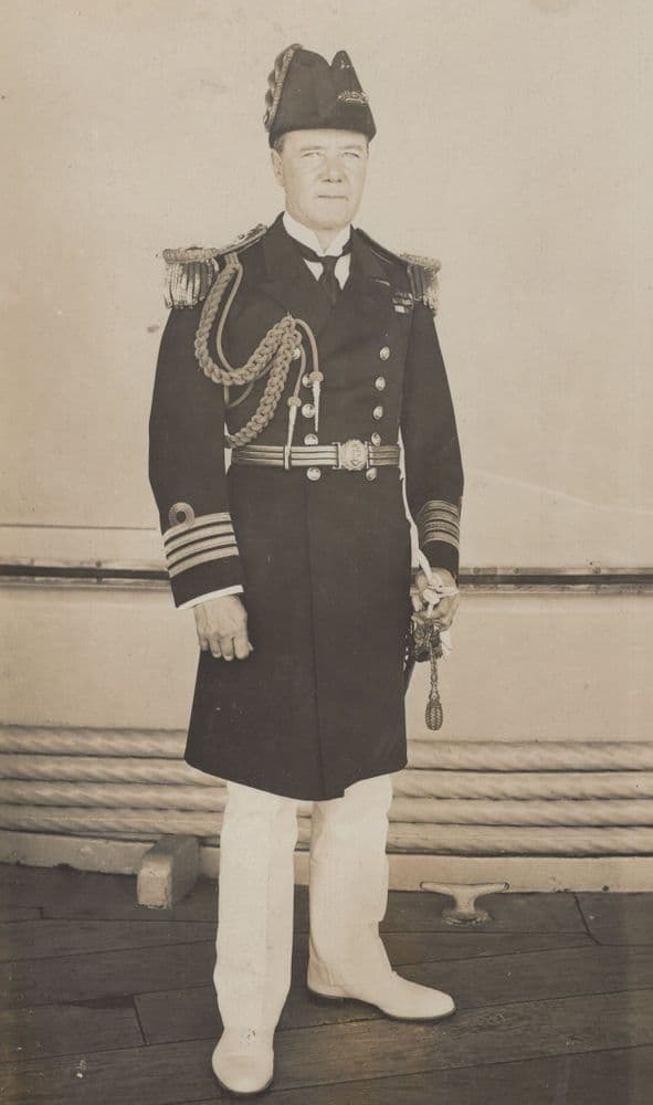 Naval Commander Ship Captain Antique Real Photo Postcard