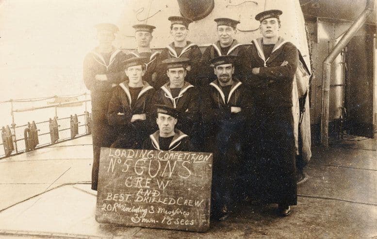 Naval Guns Loading Artillery WW1 Drill Competition Ship Old War Postcard