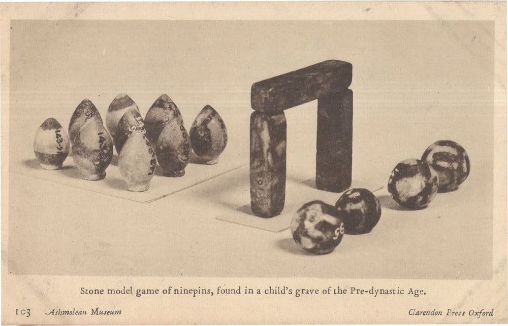Ninepins Antique Skittles Type Egyptian Ball Game Old Postcard