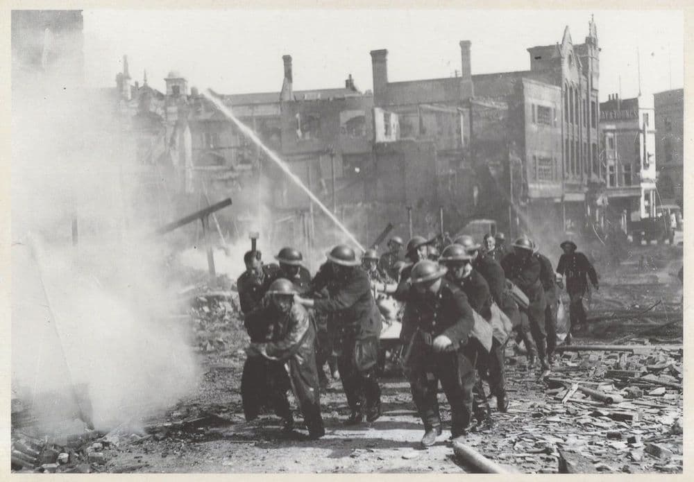 Norwich Fireman in Norfolk Blitz 1942 WW2 War Postcard