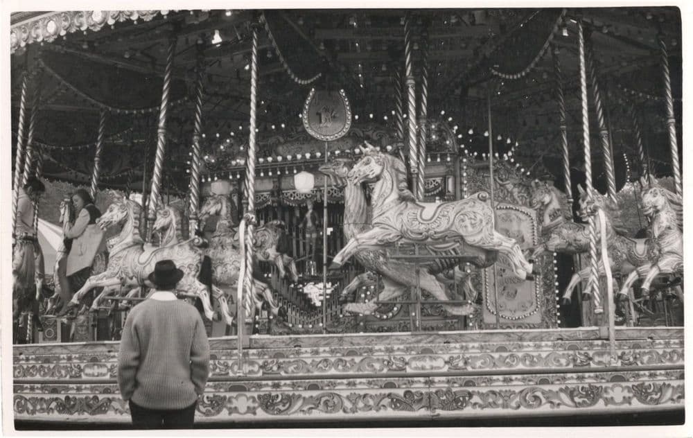 Nottingham Fair Roundabout Carousel PB Postcard Photo