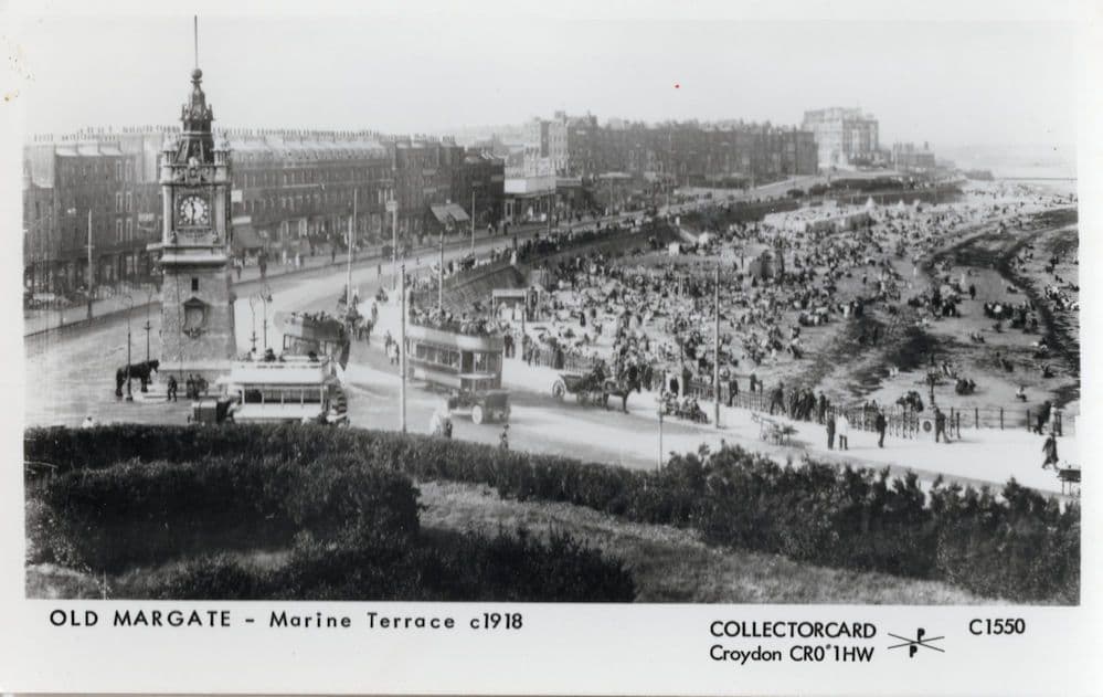Old Margate Marine Terrace in 1918 Bus Tram Photo Postcard