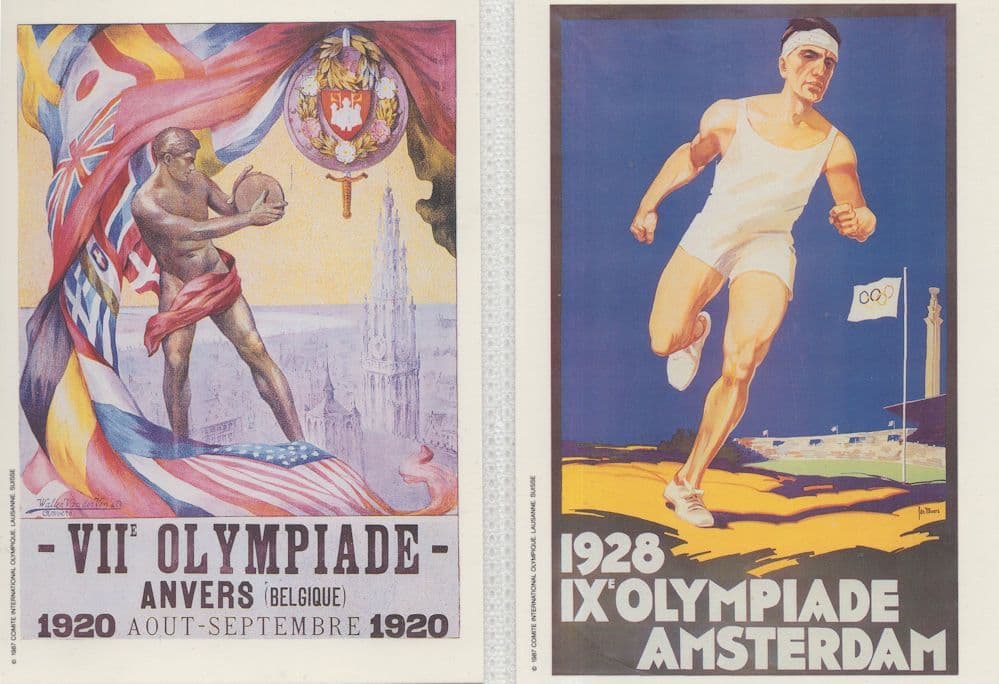 Olympic Games Strongman 1920 & 1928 2x Postcard s