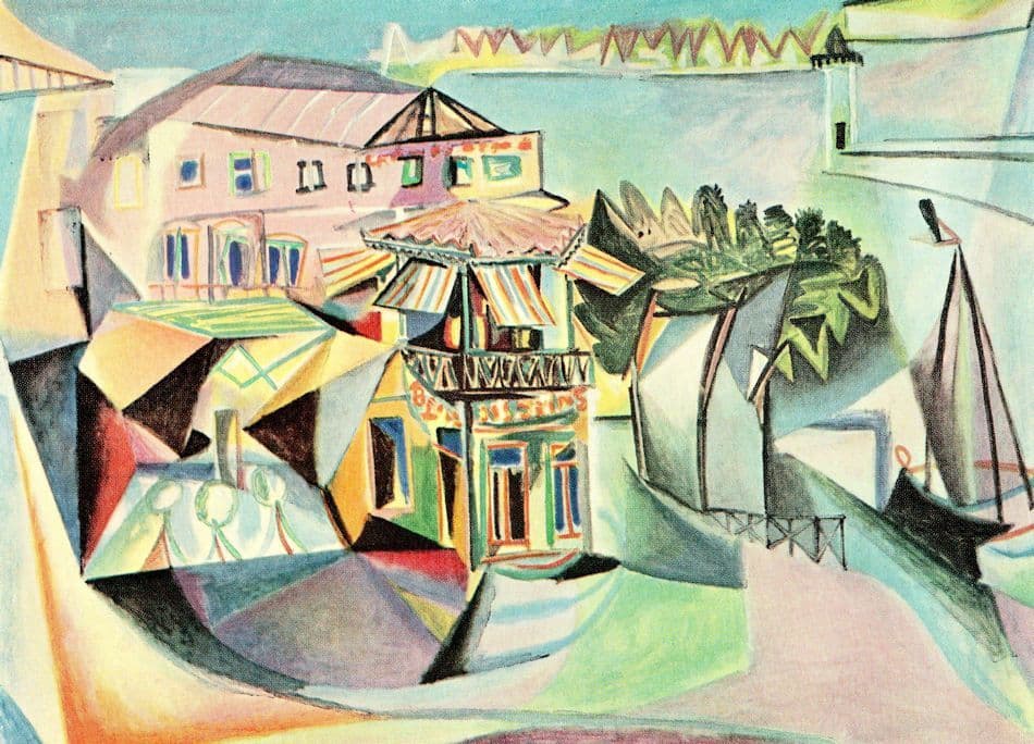 Pablo Picasso Cafe In Royan Painting Postcard