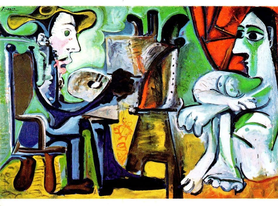 Pablo Picasso El Pintor Y Su Modelo Painting Postcard