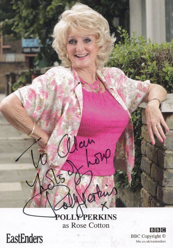 Polly Perkins as Dot Rose Cotton Eastenders BBC Cast Card Hand Signed Photo