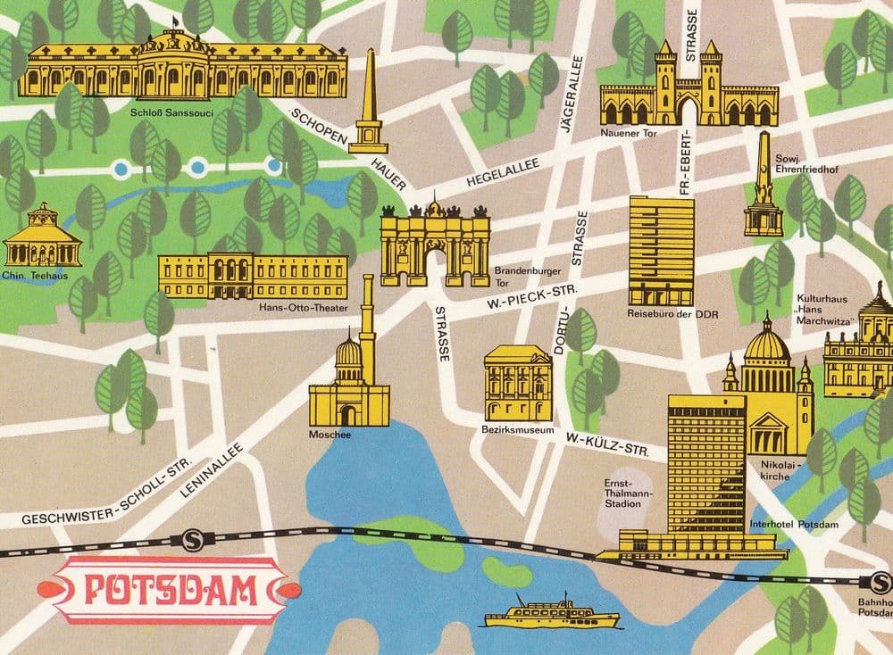Potsdam German Germany Map Karte Postcard
