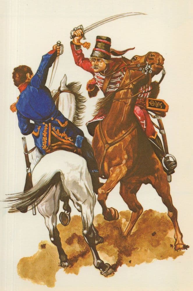 Prussian Red Hussars Blucher French Attack Rhine 1793 Military Postcard