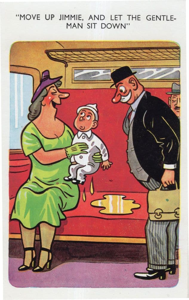 Public Transport Toilet On Seat Weeing In Posh Train Comic Humour Postcard