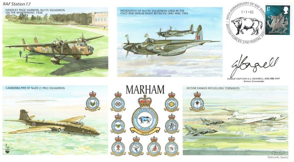 RAF Marham Captain GJ Bagwell Station Commander Map Hand Signed FDC