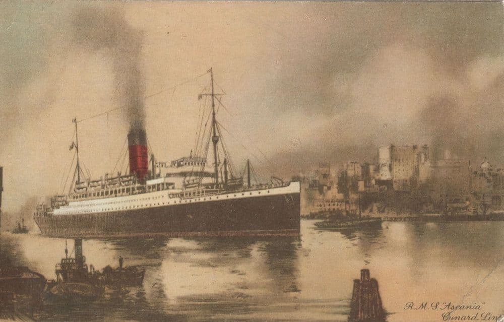 RMS Ascania Cunard Line Ship Rare Antique Postcard