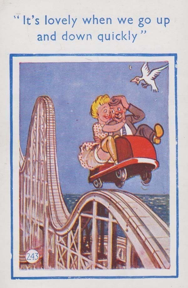 Rollercoaster Love Clacton On Sea Theme Park Funfair Old Comic Humour