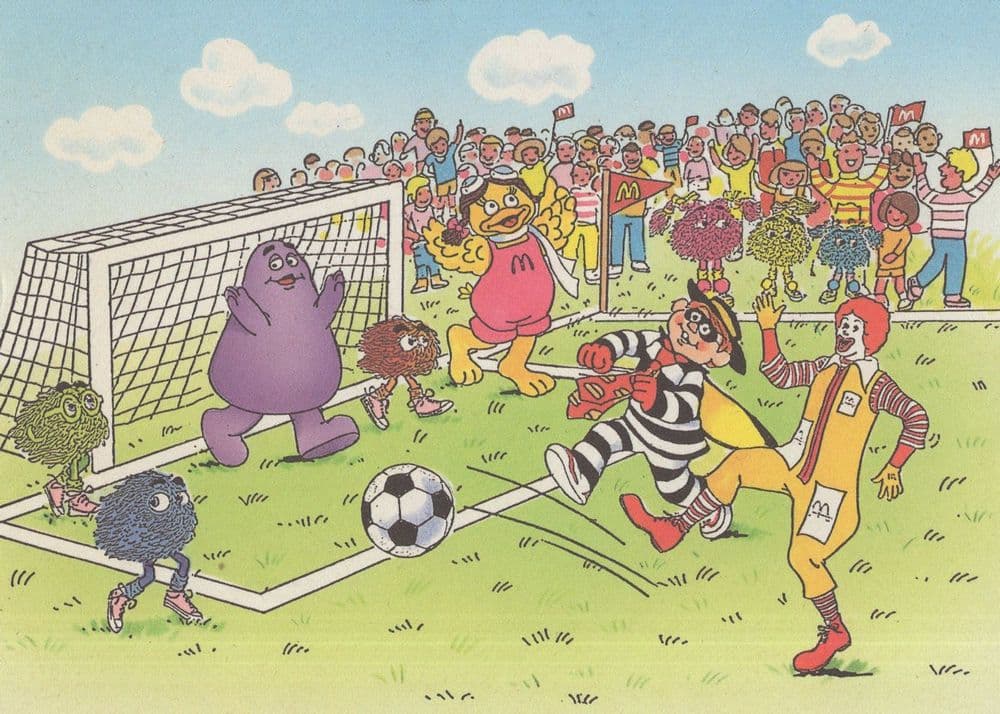 Ronald MacDonald Playing Football Macdonalds Comic Postcard