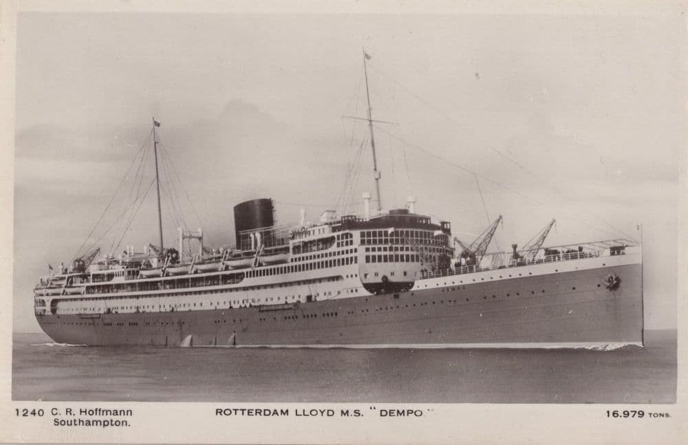 Rotterdam Lloyd Liner Ship MS Dempo Dutch Boat RPC Postcard