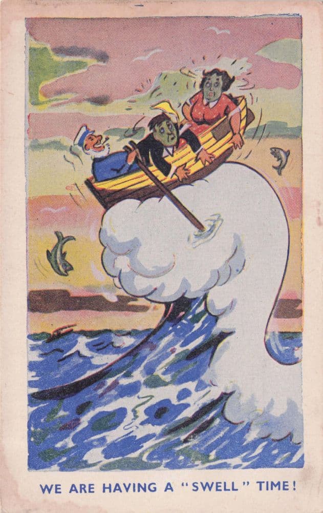 Sailor Disaster Sea Boat Fish Seasick Nausea Antique RA Comic Postcard