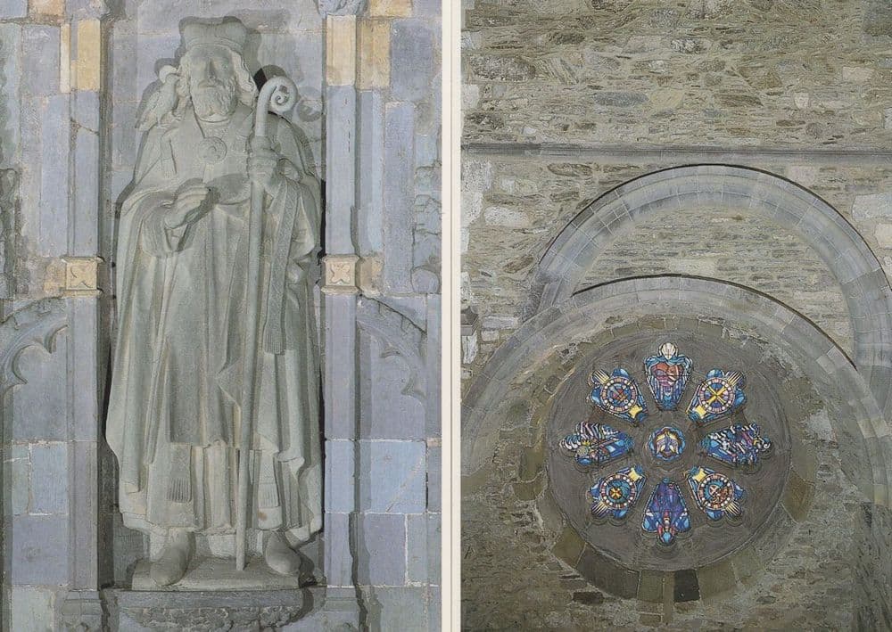 Saint David Statue In St Davids Cathedral Welsh 2x Postcard