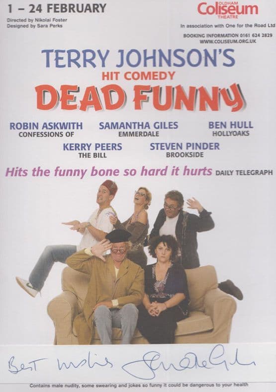 Samantha Jones Emmerdale Steven Pinner Brookside Hand Signed Theatre Flyer