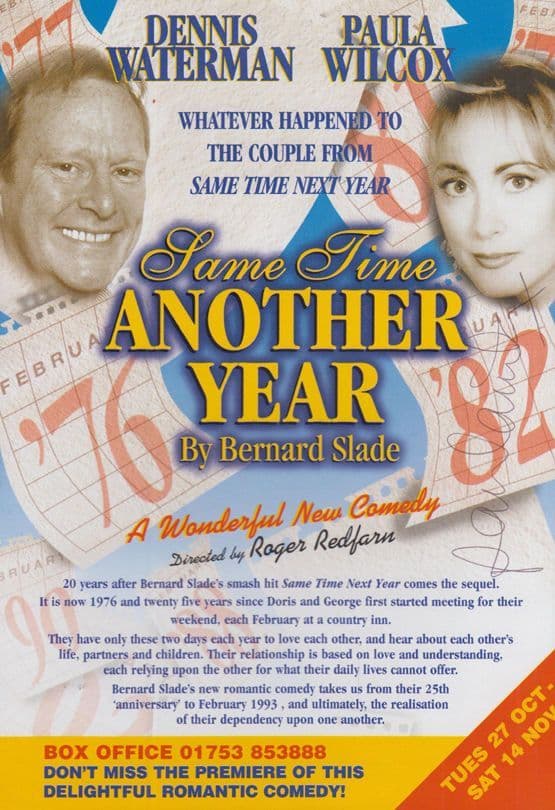 Same Time Another Year Paula Wilcox Hand Signed Theatre Flyer