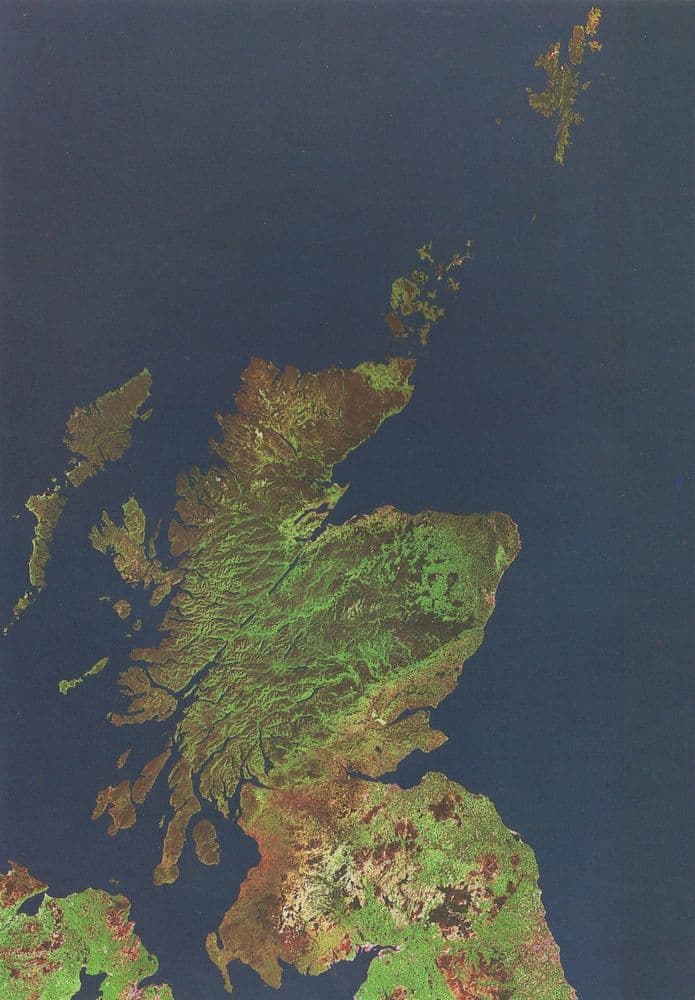 Scotland From Outer Space Scottish Astronomy Map Postcard