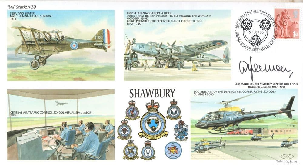 Shawbury RAF Station Timothy Jenner LTD TO 100 Hand Signed Map FDC