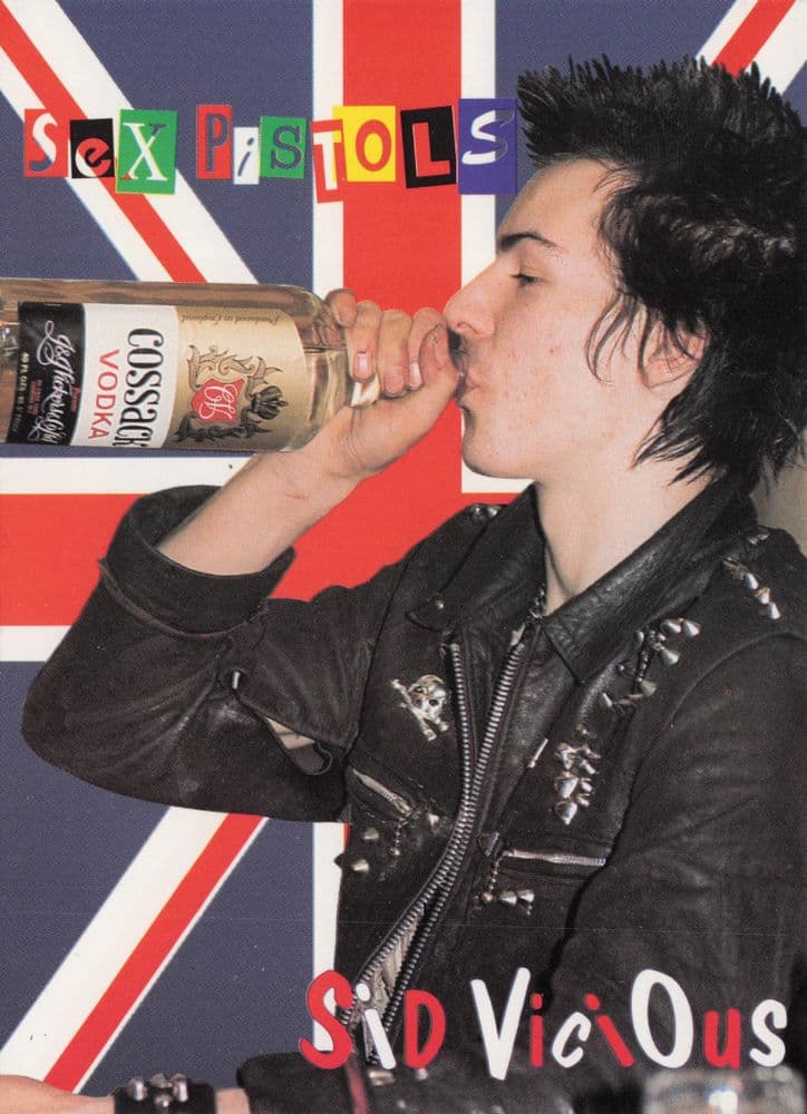 Sid Vicious Getting Drunk On Vodka RARE Punk Rock Postcard