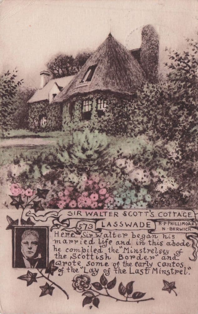 Sir Walter Scott s Cottage Lasswade Antique Rare Phillimore Postcard