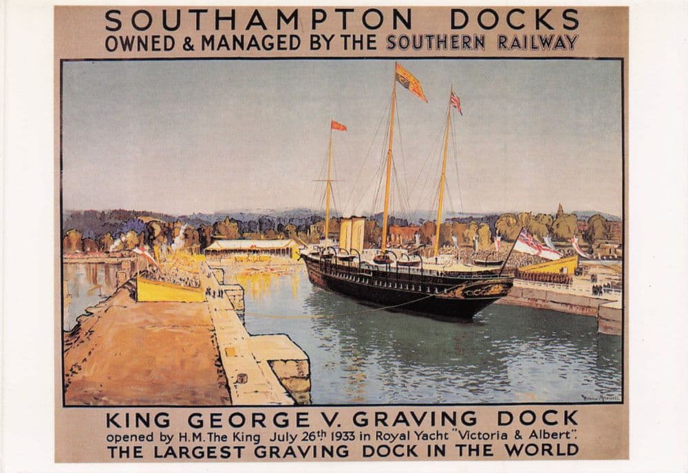 Southern Railway Southampton Docks Transport Poster Postcard