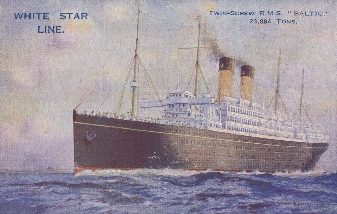 SS Baltic White Star Line Official Rare Antique Ship Postcard