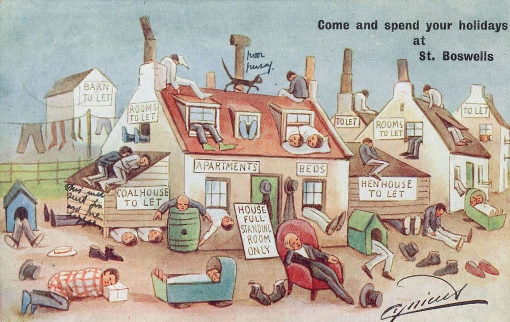 St Boswells Scotland Disaster Hotel Holiday Old Scottish Comic Postcard