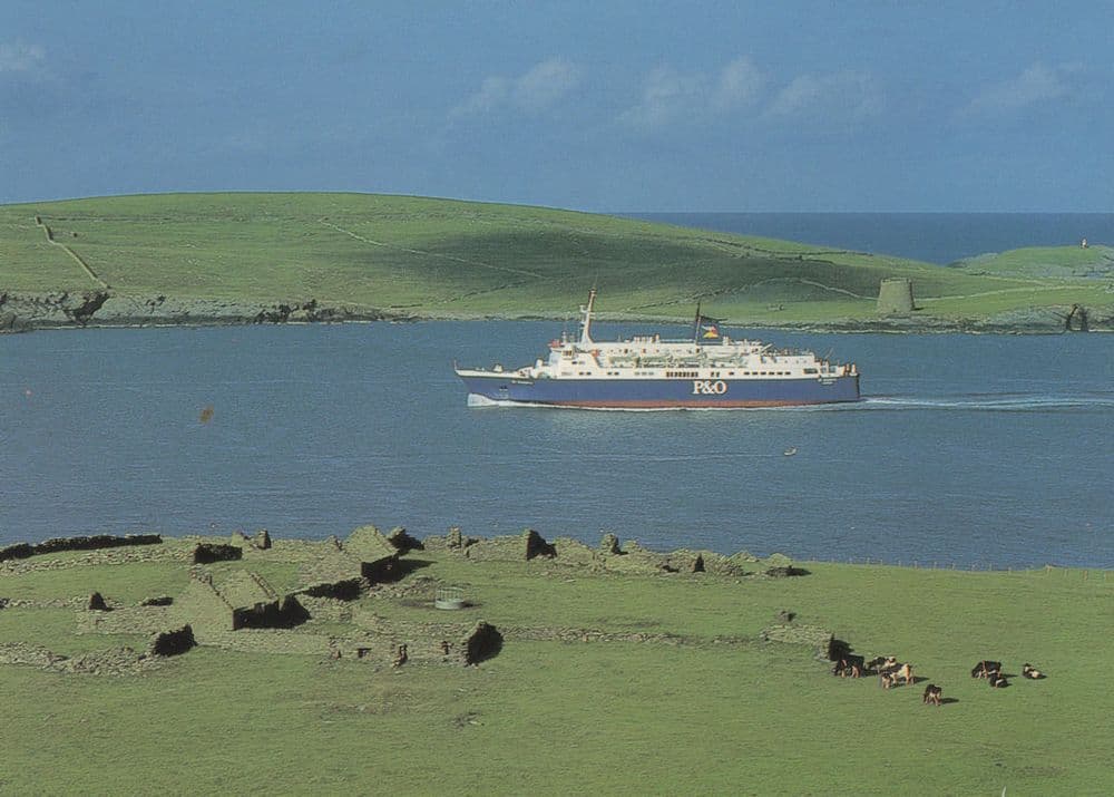 St Sunniva Norway Saint P&O Ship at Shetland Rare Scottish Postcard