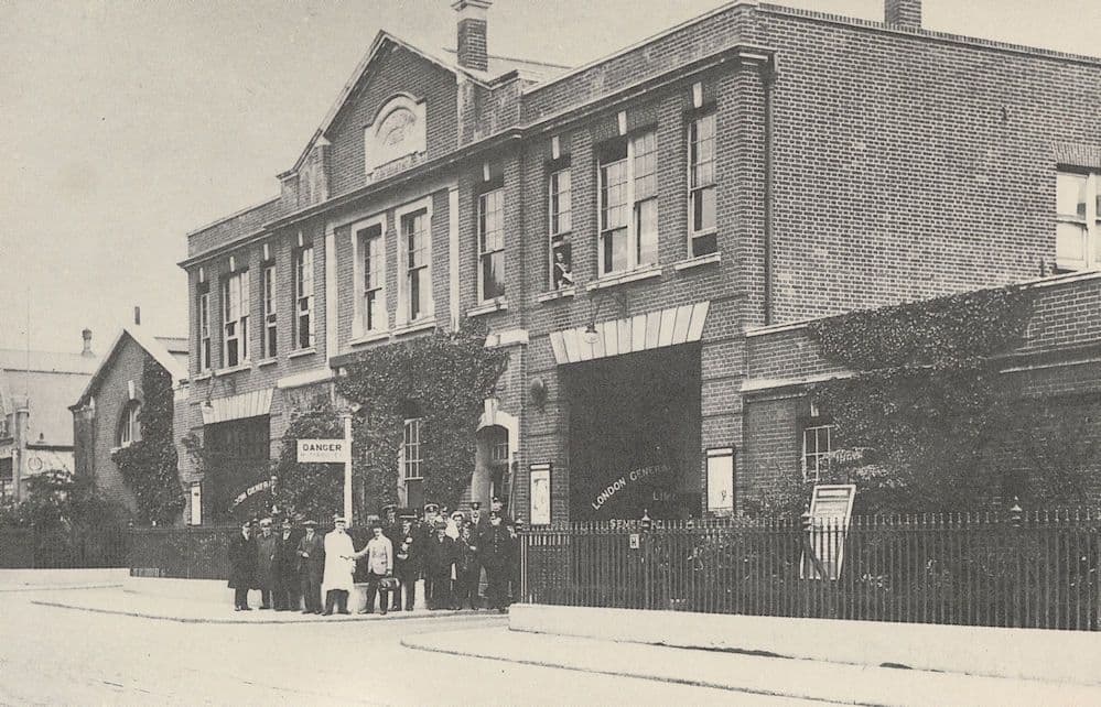 Staff at Seven Kings London Bus Garage Near Ilford Rare Postcard