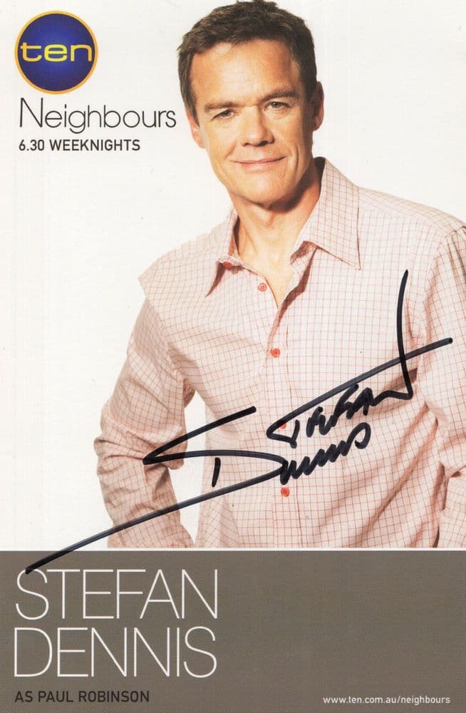 Stefan Dennis Paul Robinson in Neighbours Hand Signed Cast Card Photo