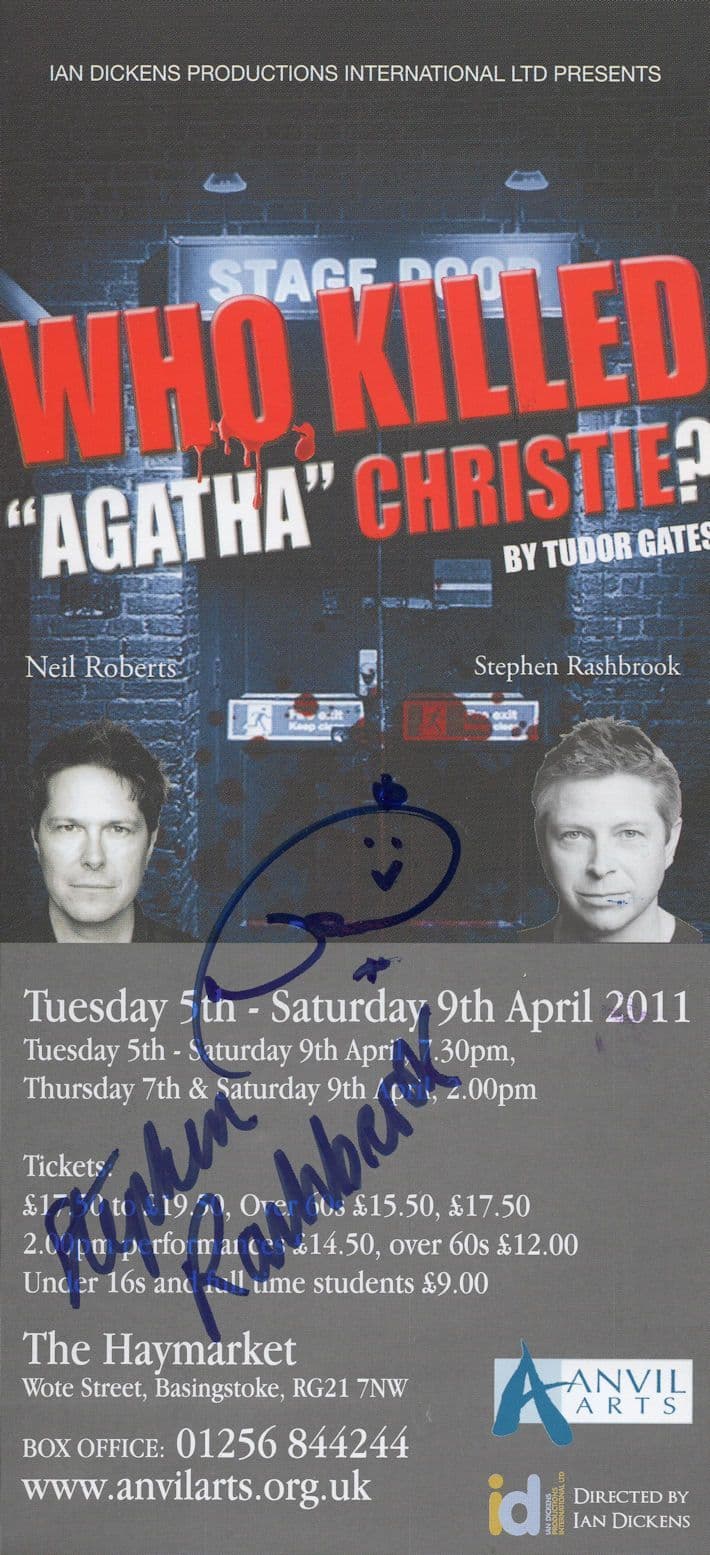 Stephen Rashbrook Star Wars Agatha Christie Hand Signed Theatre Flyer