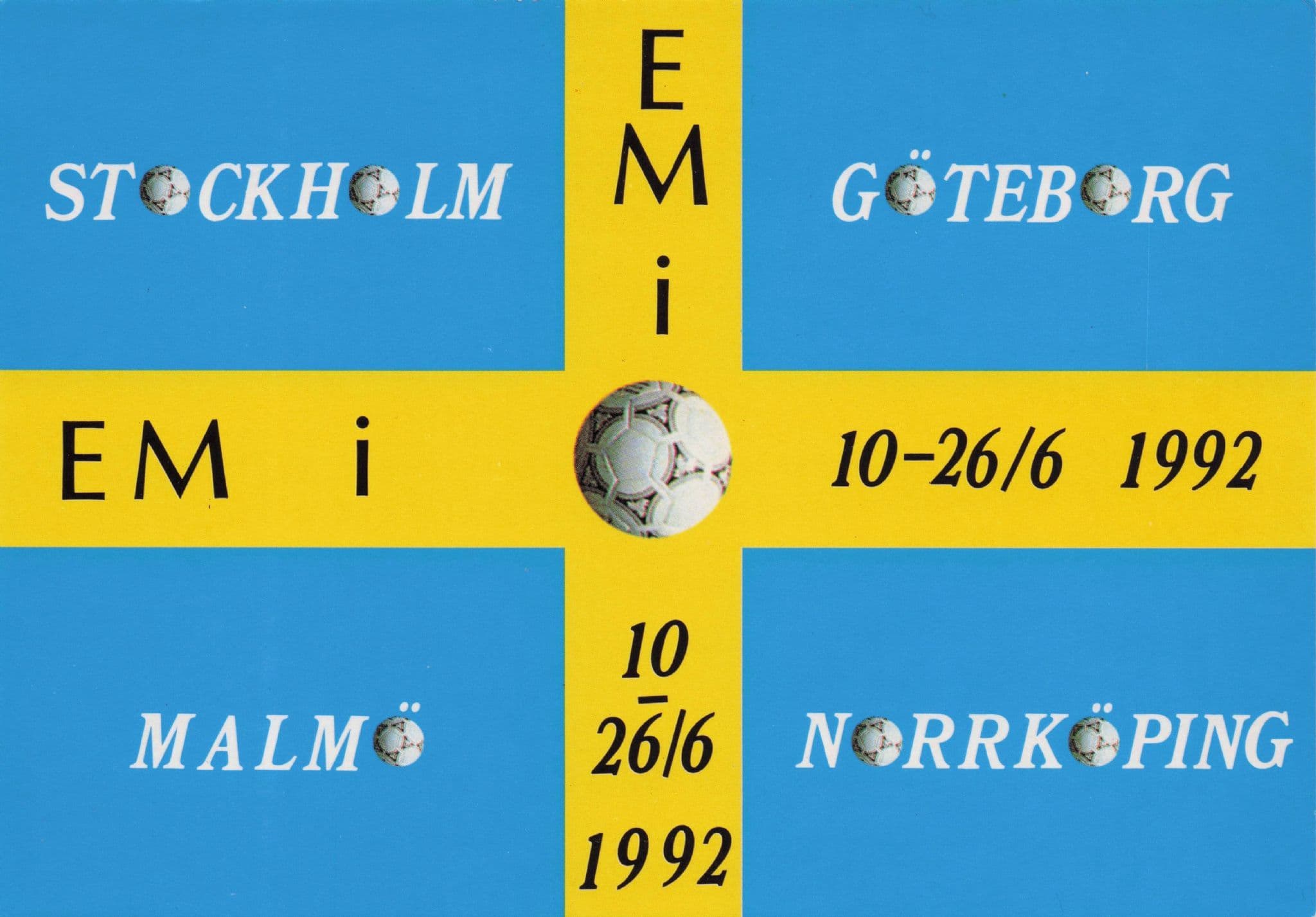 Stockholm Sweden 1992 European Football Championships Postcard