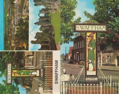 Swaffham Norfolk Sign Old Peddlar Vintage 1970s 2x Postcard s